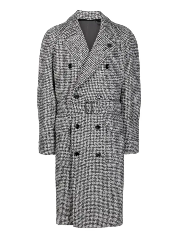 LARDINI Belted Double-breasted Coat - Black