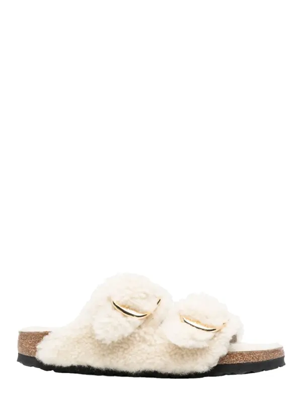 BIRKENSTOCK Arizona Big Buckle Shearling Sandals - Neutrals