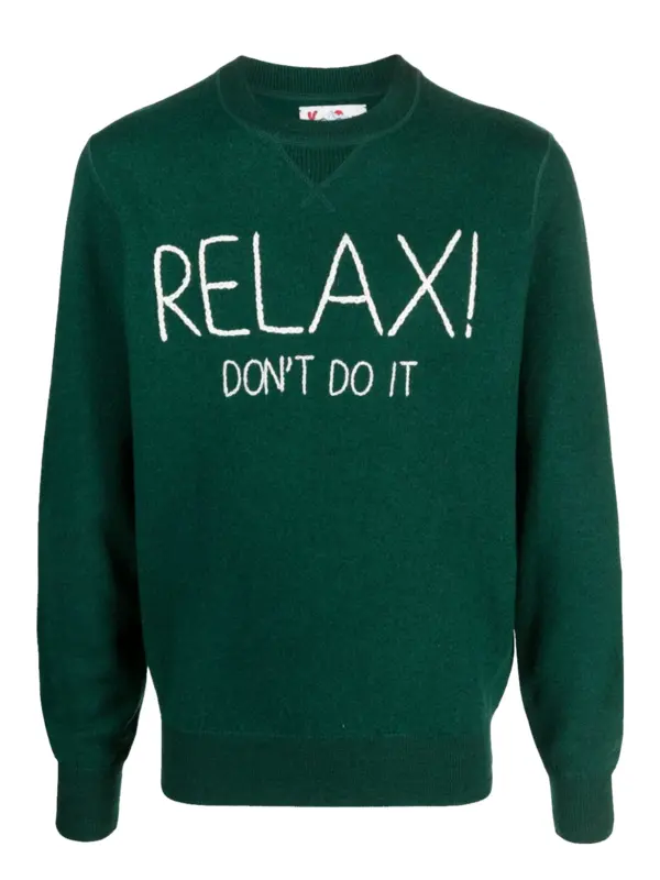MC2 SAINT BARTH Slogan-embroidered Wool Jumper - Green