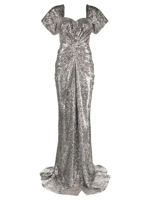 ANA RADU Sequined Maxi Dress - Silver