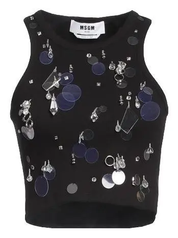 MSGM Appliquéd Crop Top - Black
