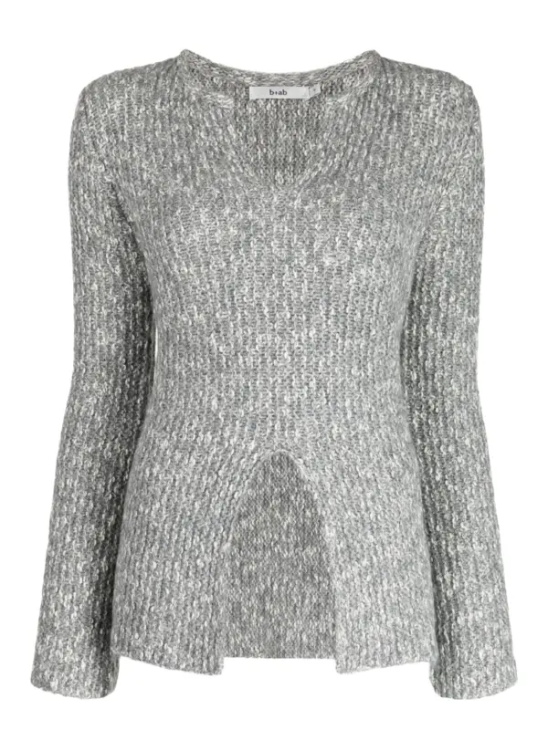 B+AB Front-slit Mélange Jumper - Grey