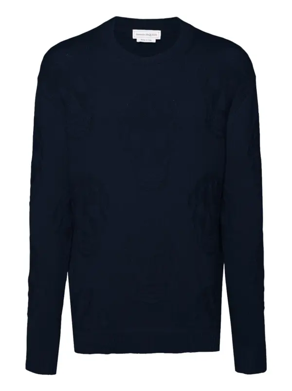 Alexander McQueen Skull-textured Knit Sweater - Blue