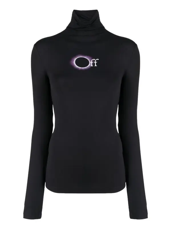 Off-White Logo-print Roll-neck Top - Black