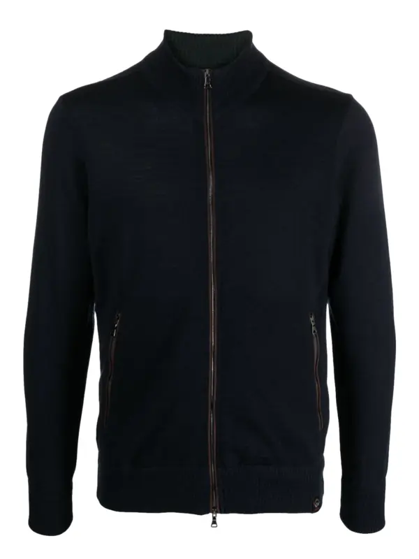 Paul & Shark High-neck Virgin Wool Cardigan - Blue