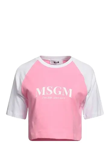MSGM Cotton Jersey Crop T-shirt - Pink