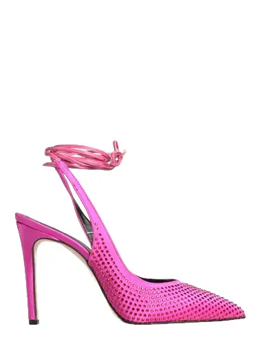DIVINE FOLLIE Satin Pumps With Appliqués And Crystals - Pink