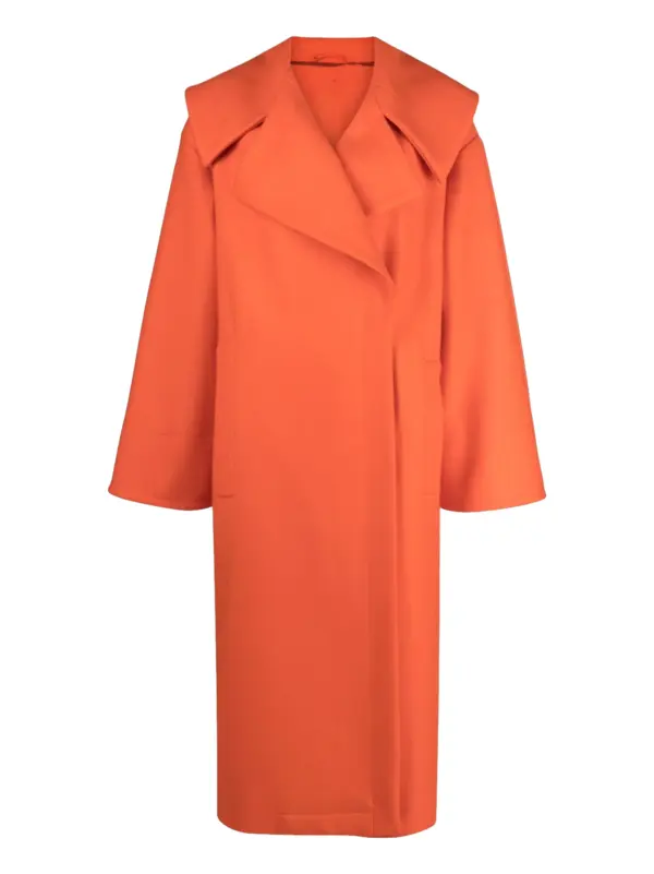 DEL CORE Wide-lapel Wool-blend Coat - Orange