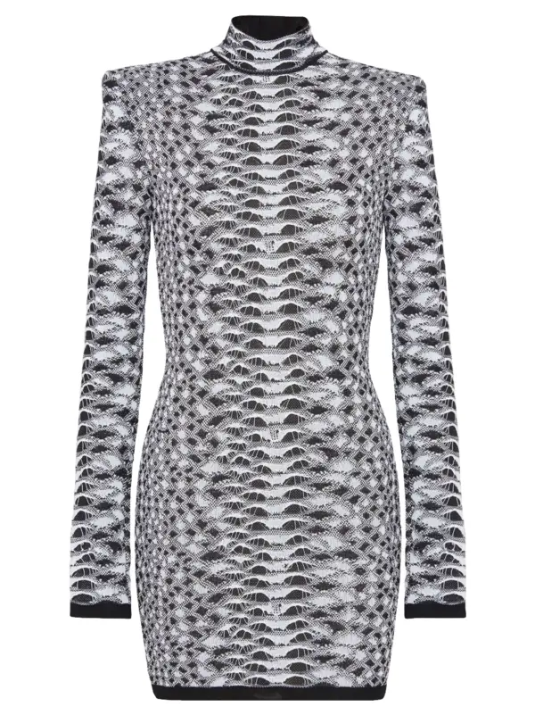 Balmain Python-jacquard Knitted Minidress - Black