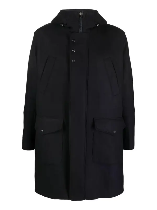 Herno Logo-plaque Fine-ribbed Parka Coat - Brown