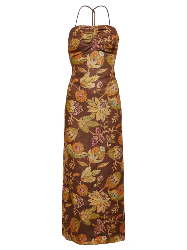 Sir The Label Josefina Floral Linen Midi Dress - Multicoloured