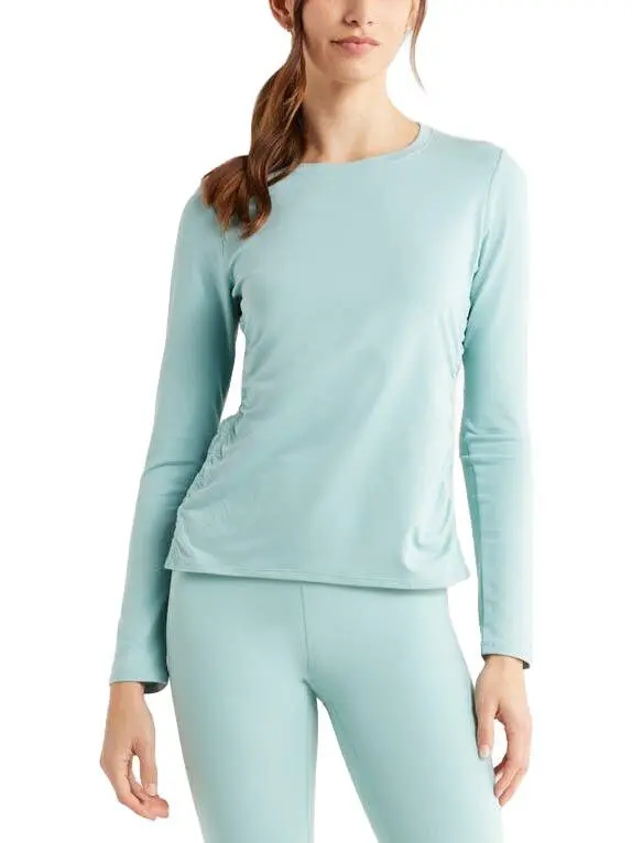 Zella Ruched Long Sleeve T-shirt - Teal Aquifer