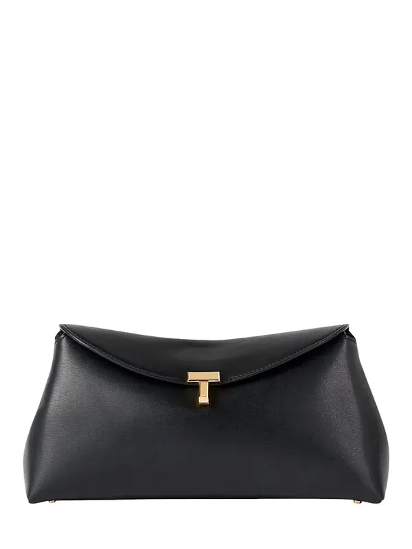 TOTÊME T-lock Palmellata Leather Clutch - Black