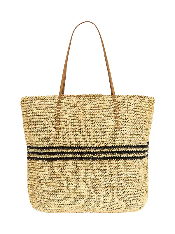 Hat Attack Luxe Stripe Tote - Natural And Black