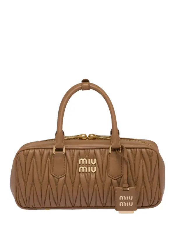 Miu Miu Arcadie Nappa Leather Shoulder Bag - Brown