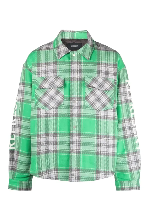 REPRESENT Quilted Cotton Blend Over Shirt - Green