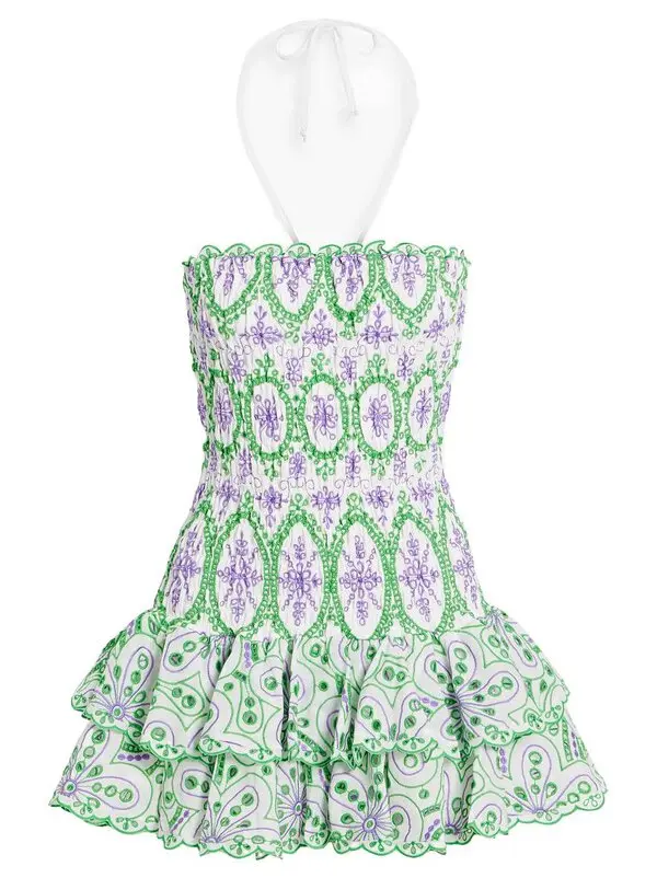 Charo Ruiz Ibiza Megan Broderie Anglaise Mini Dress - Lilac