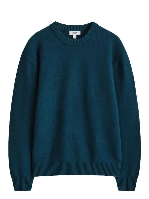 Cos Boiled-wool Crew-neck Sweater - Turquoise