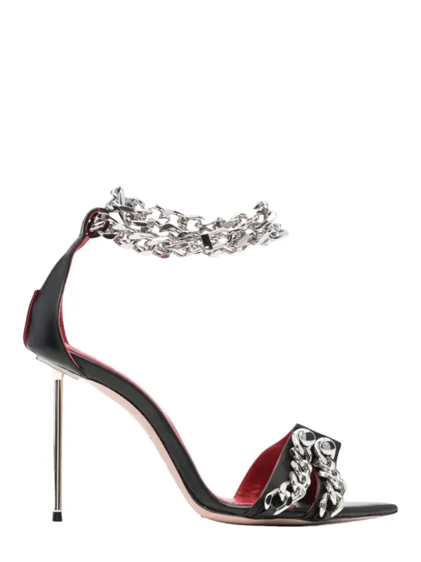 HARDOT 100mm Chain-link Embellished Sandals - Black