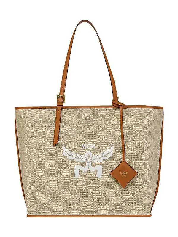 Mcm Himmel Medium Lauretos Shopper Tote - Oatmeal/gold