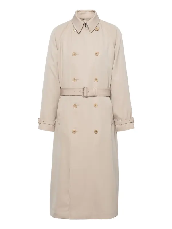 Prada Double-breasted Wool Trench Coat - Neutrals