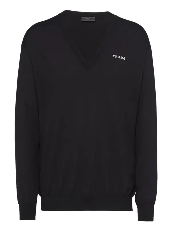 Prada V-neck Cashmere Jumper - Black