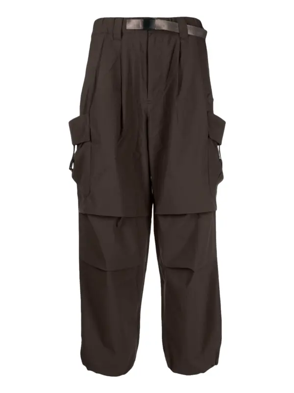 SPOONYARD Logo-appliqué Belted Cargo Trousers - Brown