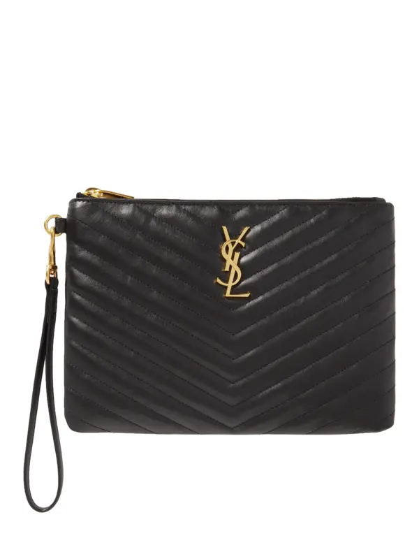 Saint Laurent Cassandre Matelassé Leather Pouch - Black
