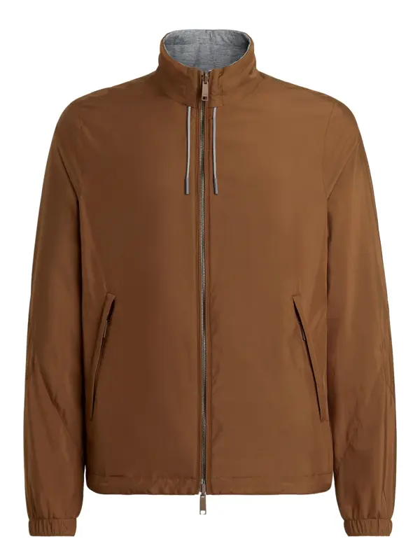Zegna Microfiber Reversible Brezza Blouson - Dark Foliage/grey