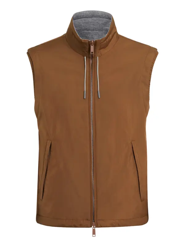 Zegna Brezza Reversible Vest - Foliage/grey