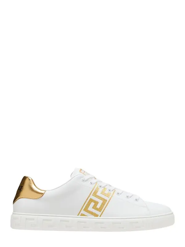 Versace La Greca Leather Low-top Sneakers - White/gold