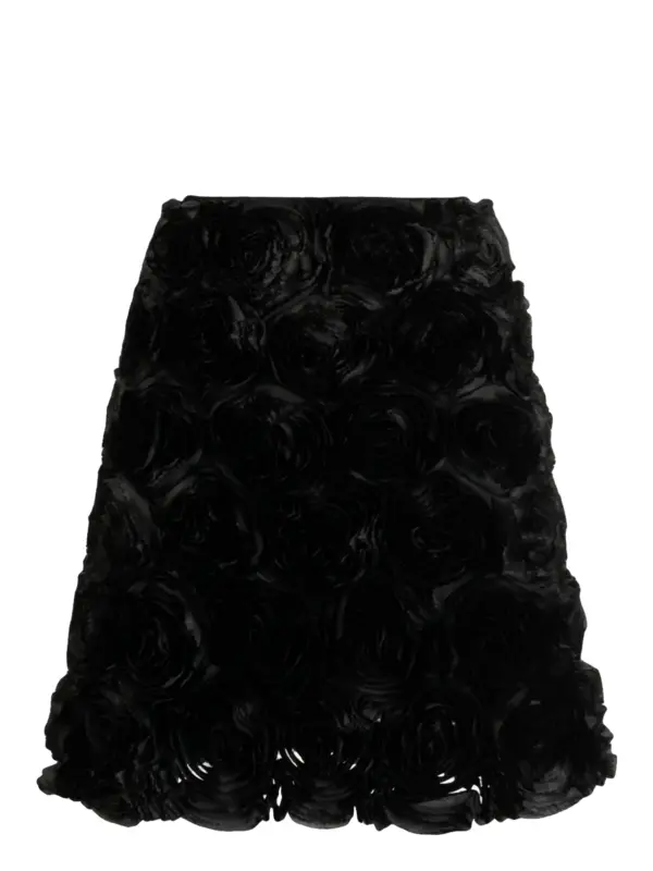 MERYLL ROGGE Floral-appliqué A-line Skirt - Black