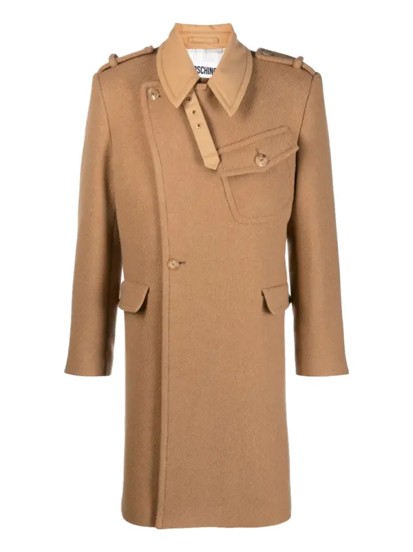 Moschino Panelled Wool-blend Coat - Neutrals