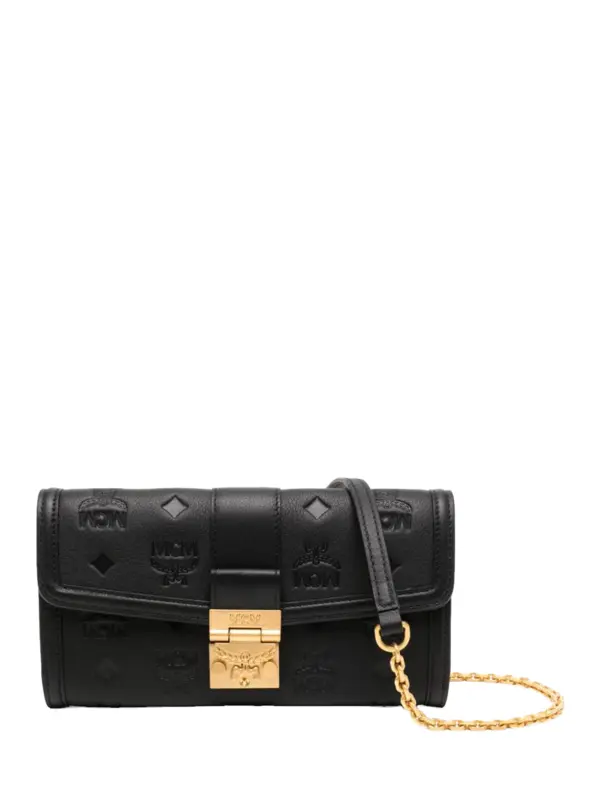 Mcm Large Tracy Embossed-monogram Chain Wallet - Black