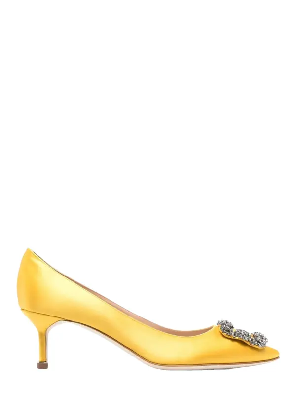 Manolo Blahnik Hangisi 50 Crystal Satin Pumps - Yellow