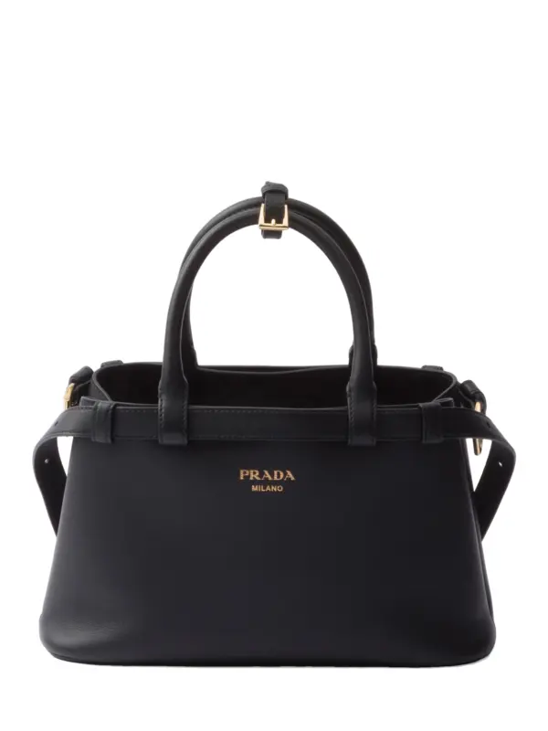 Prada Buckle Leather Handbag - Black