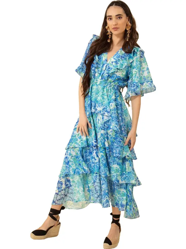 Hale Bob Peyton Tiered Dress - Blue
