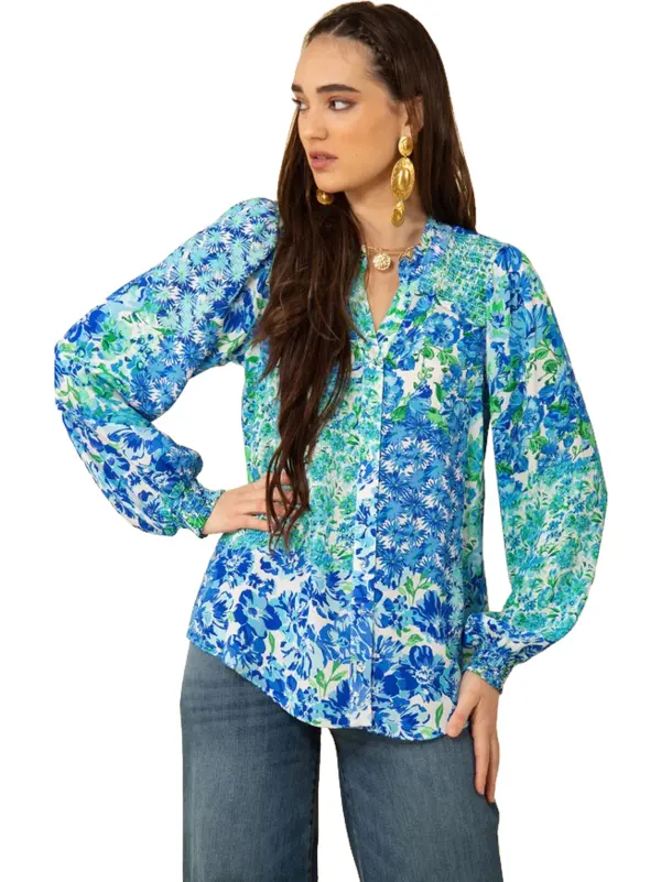 Hale Bob Lydia Button-down Top - Blue