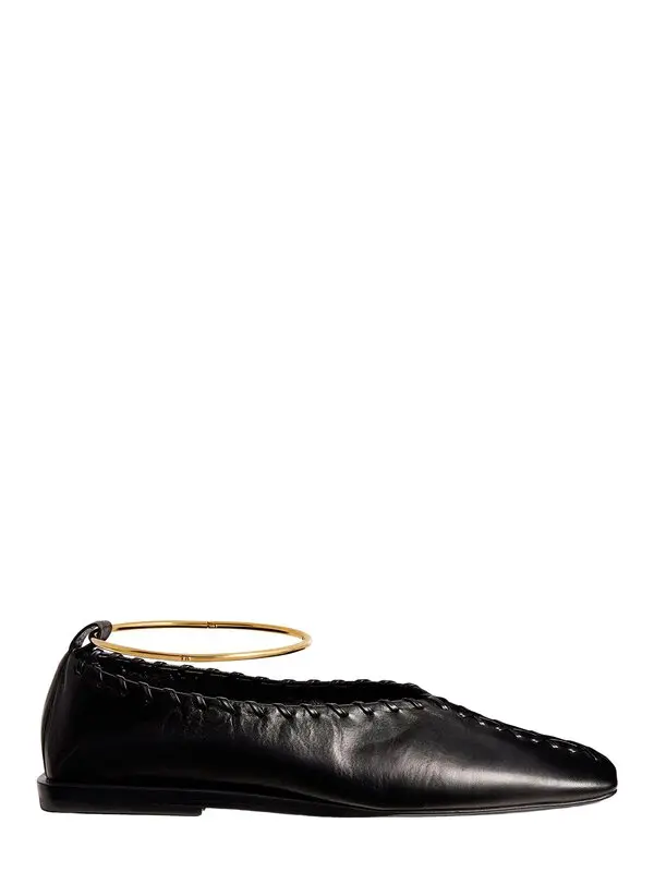 JIL SANDER Leather Ring Flat - Black