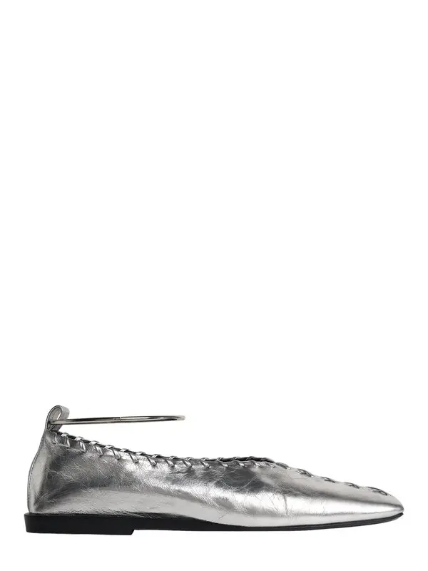 JIL SANDER Leather Ring Flat - Grey