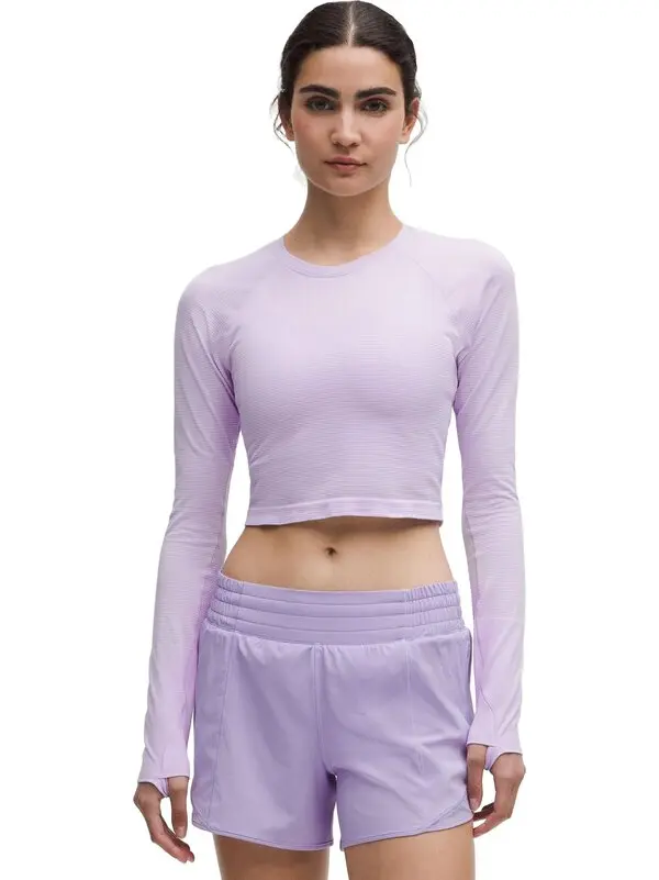 Lululemon Swiftly Tech Cropped Long-sleeve Shirt 2.0 - Spandex Stripe Lavender Frost/white