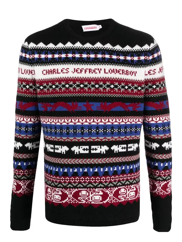 CHARLES JEFFREY LOVERBOY Fair Isle-knit Jumper - Black