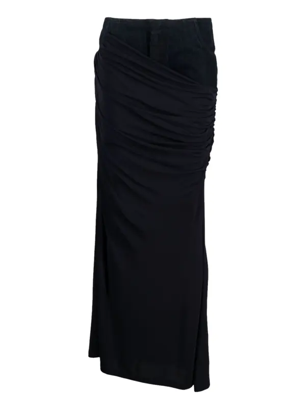 Christopher Esber Wrapped Denim-trim Maxi Skirt - Blue