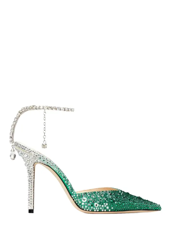 JIMMY CHOO 100mm Crystal-embellished Pumps - Green