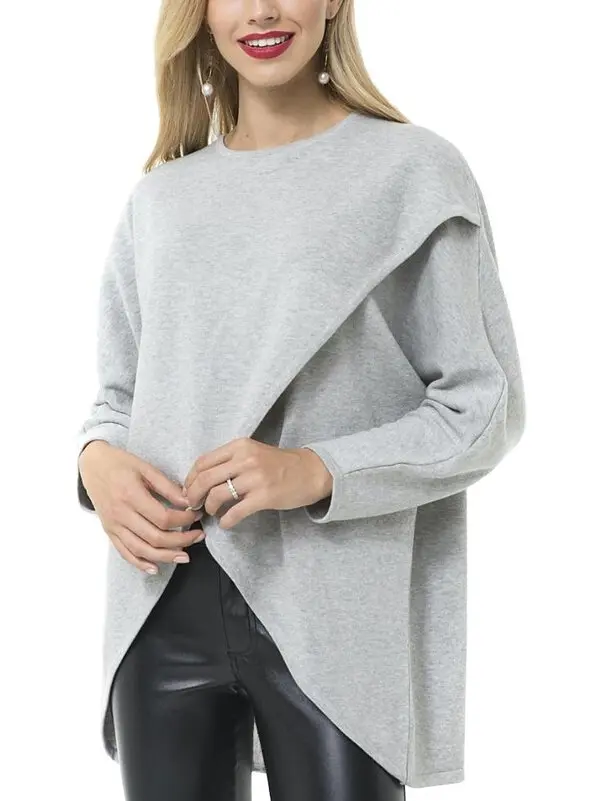 ACCOUCHEE Let Loose Crossover Knit Top - Grey