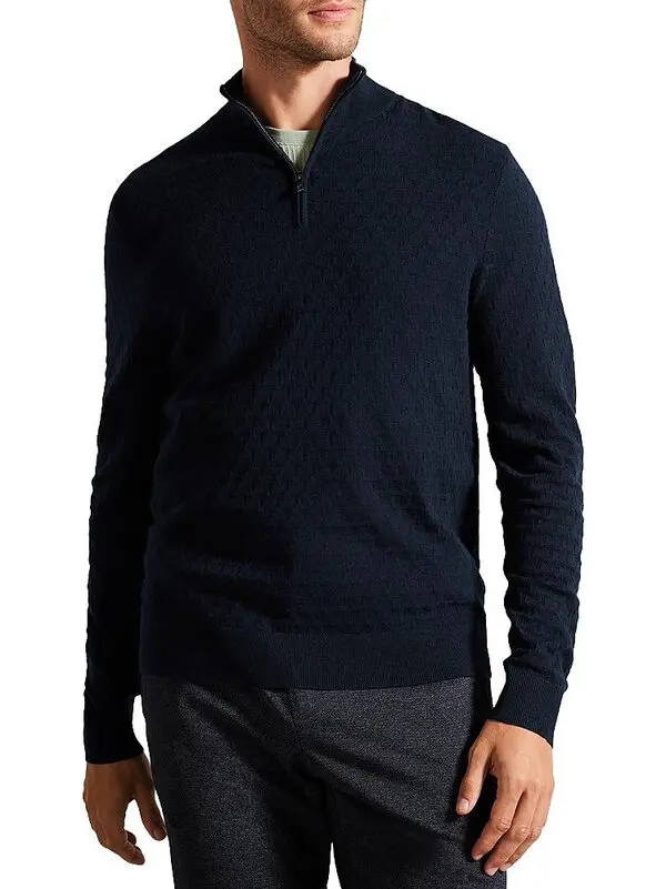 Ted Baker London T Stitch Quarter Zip Pullover Sweater - Navy