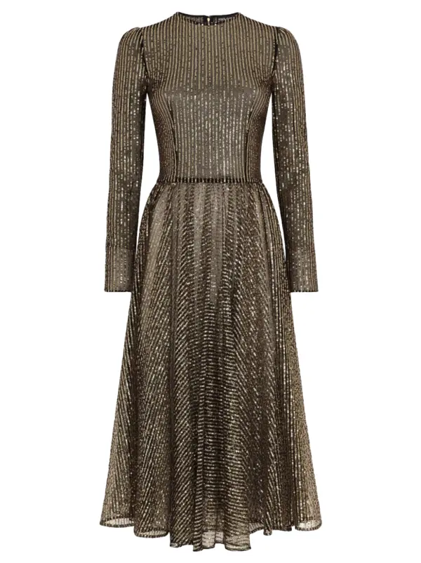 Dolce & Gabbana Sequin-embellished Flared Midi Dress - Gold
