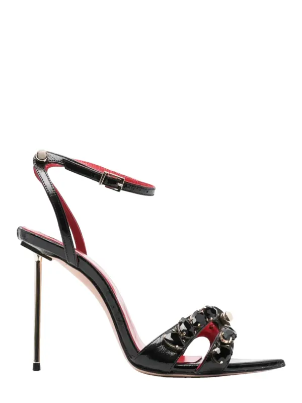 HARDOT Booty 101mm Gemstone-detail Leather Sandals - Black