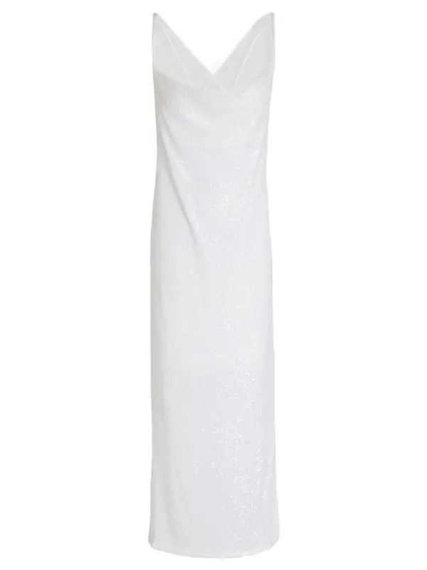 Remain Birger Christensen Sequined Ribbed-knit Midi Dress - White
