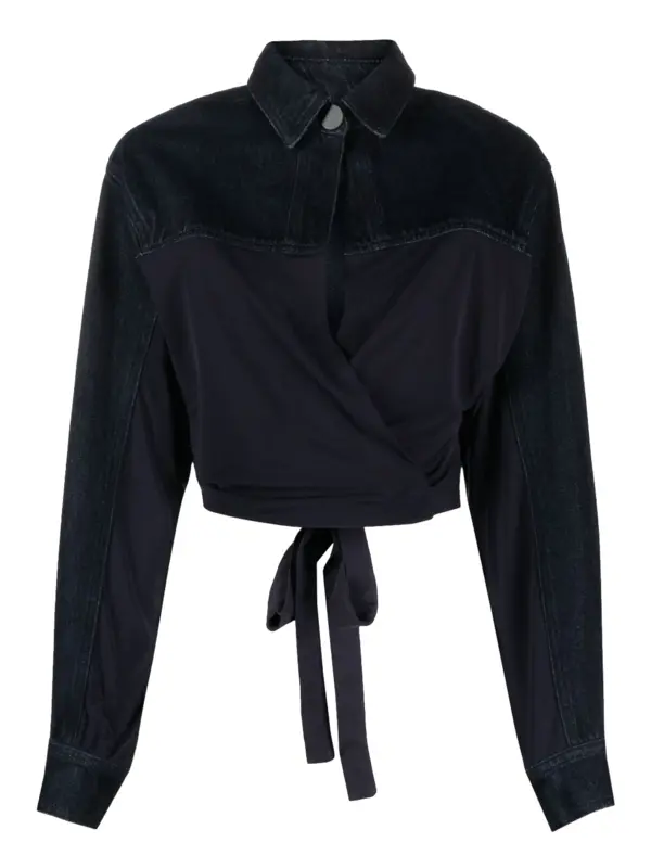 Christopher Esber Sevilla Denim Wrap Top - Blue